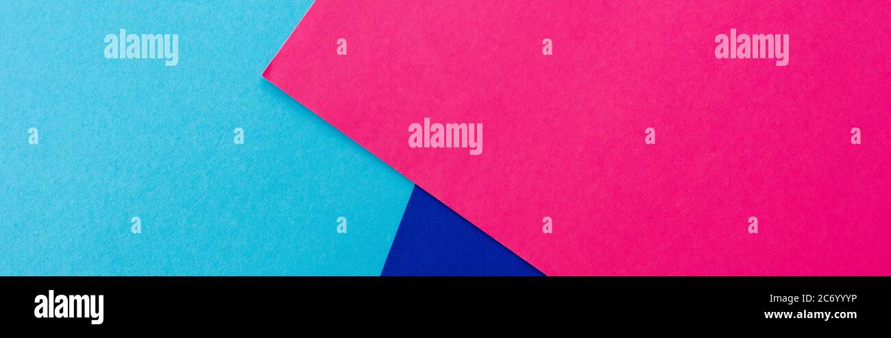 abstract geometric background with pink, blue paper, panoramic shot ...