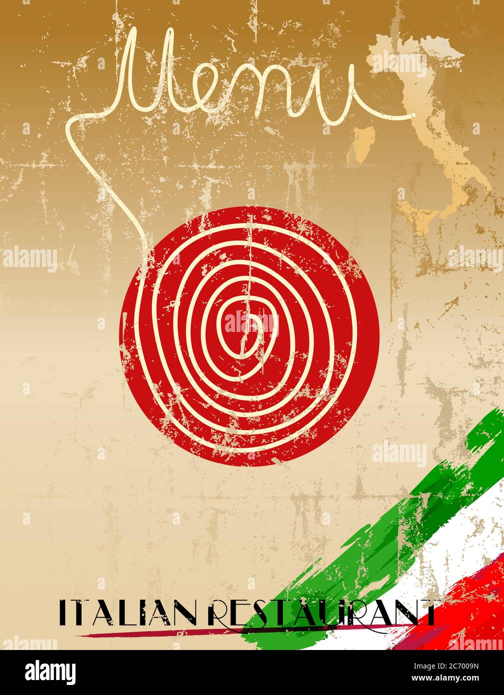 Menu for Italian restaurant, fictional artwork, free copy space Stock ...