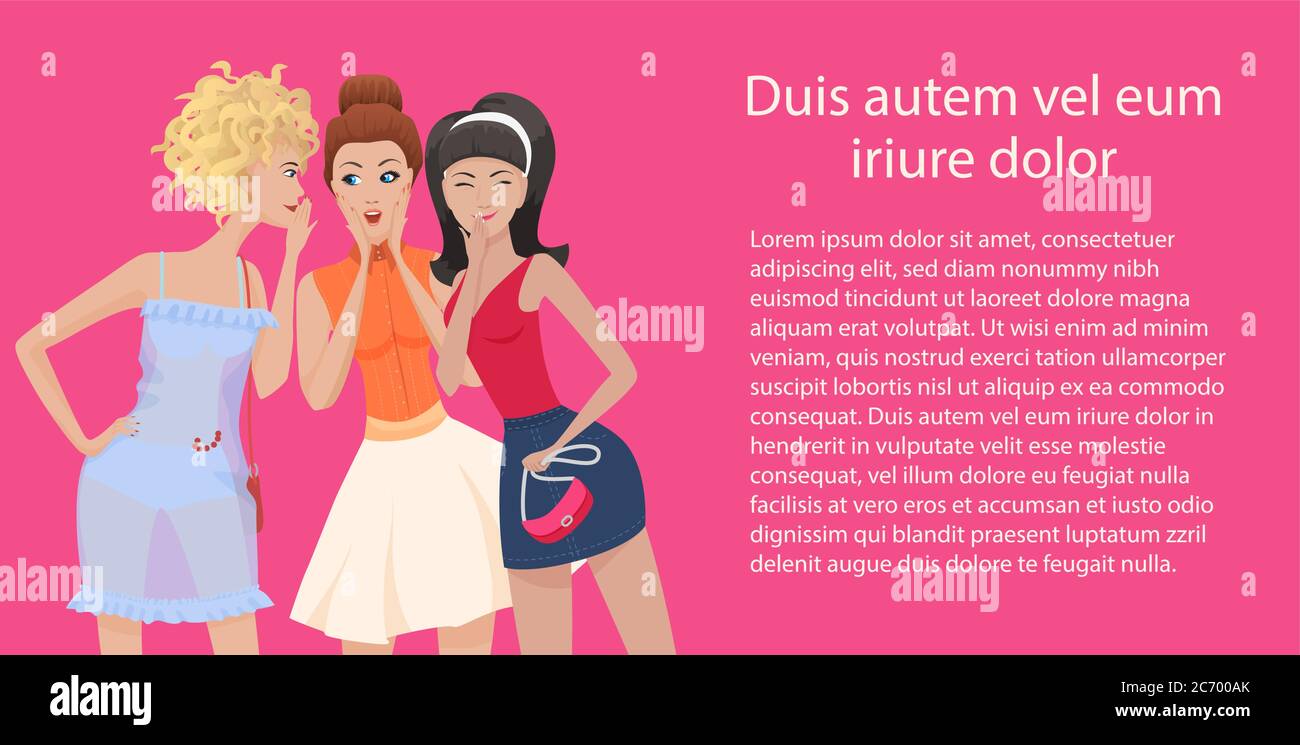 Three women gossips standing and talking. Girlfriends gossip. Vector ...