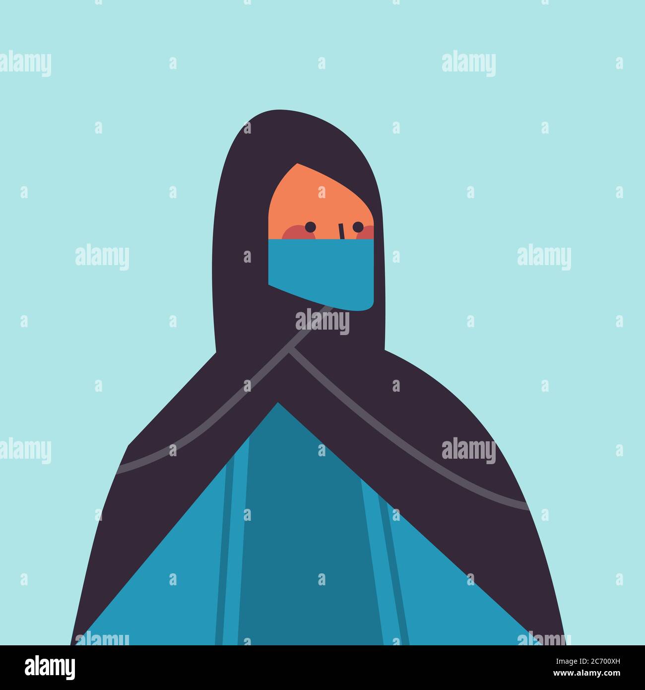 arabic woman in traditional clothes wearing protective mask coronavirus ...