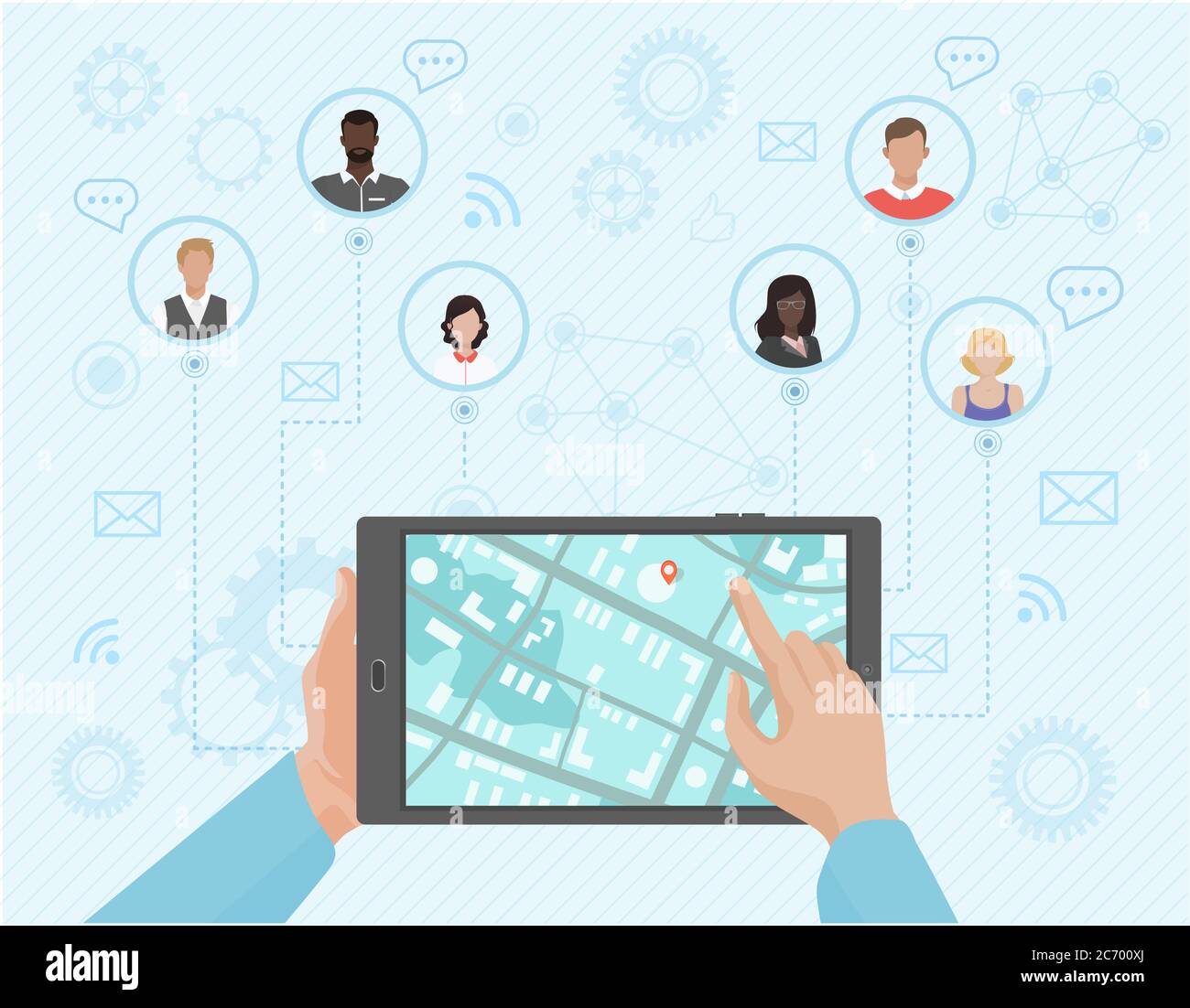 Young person holding modern tablet Stock Vector Images - Alamy