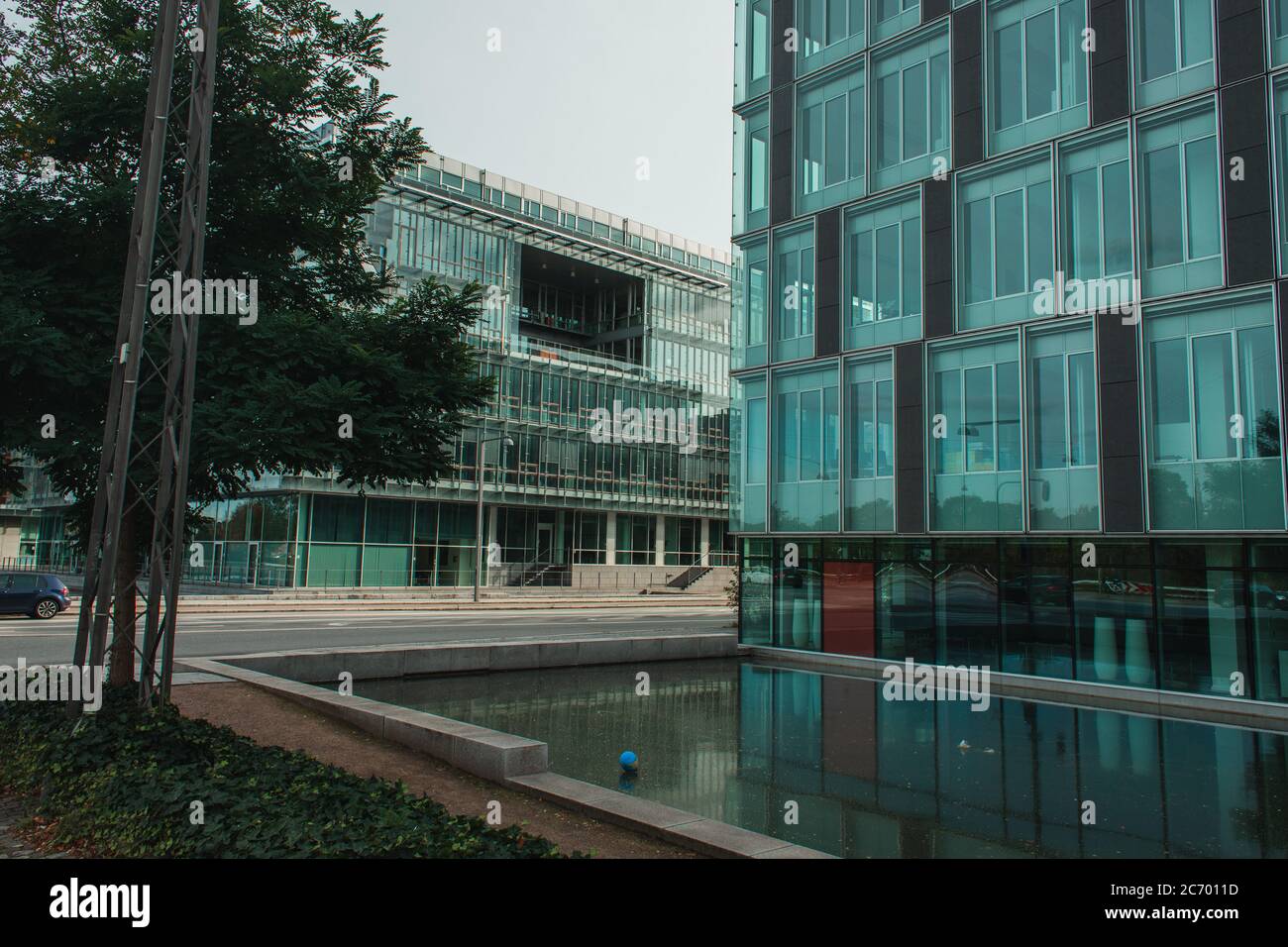 Facades of buildings with clear sky at background in Copenhagen ...