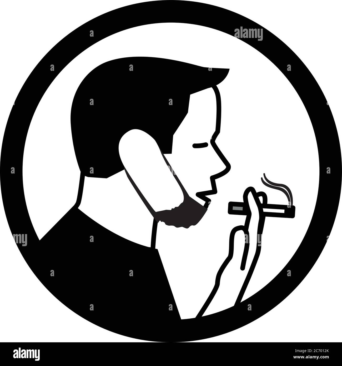 Young male with protective face mask smoking cigarette Stock Vector ...