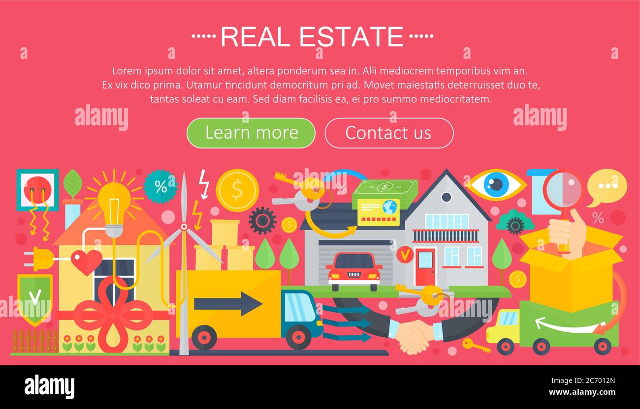 Real estate design concept set with online search apartment rental ...