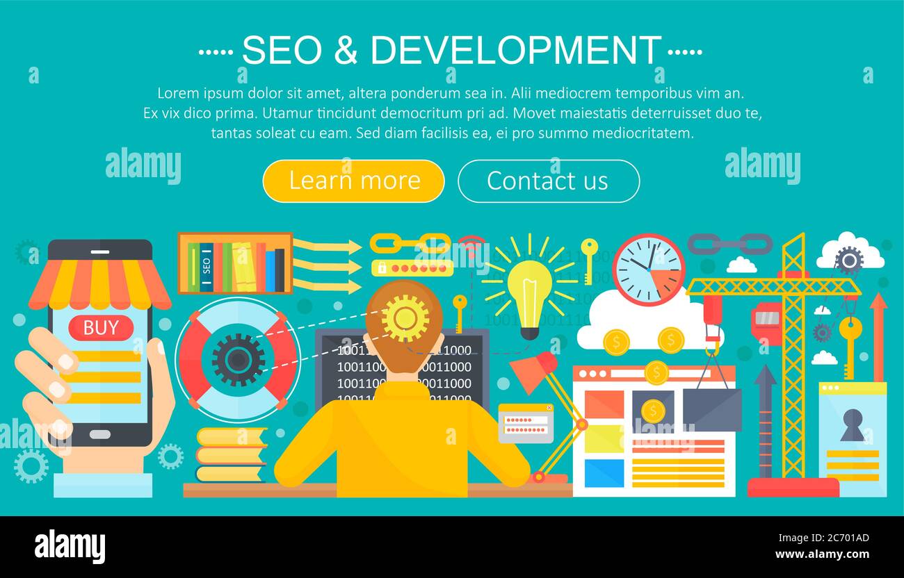 SEO and development concept design infographics template design, web ...