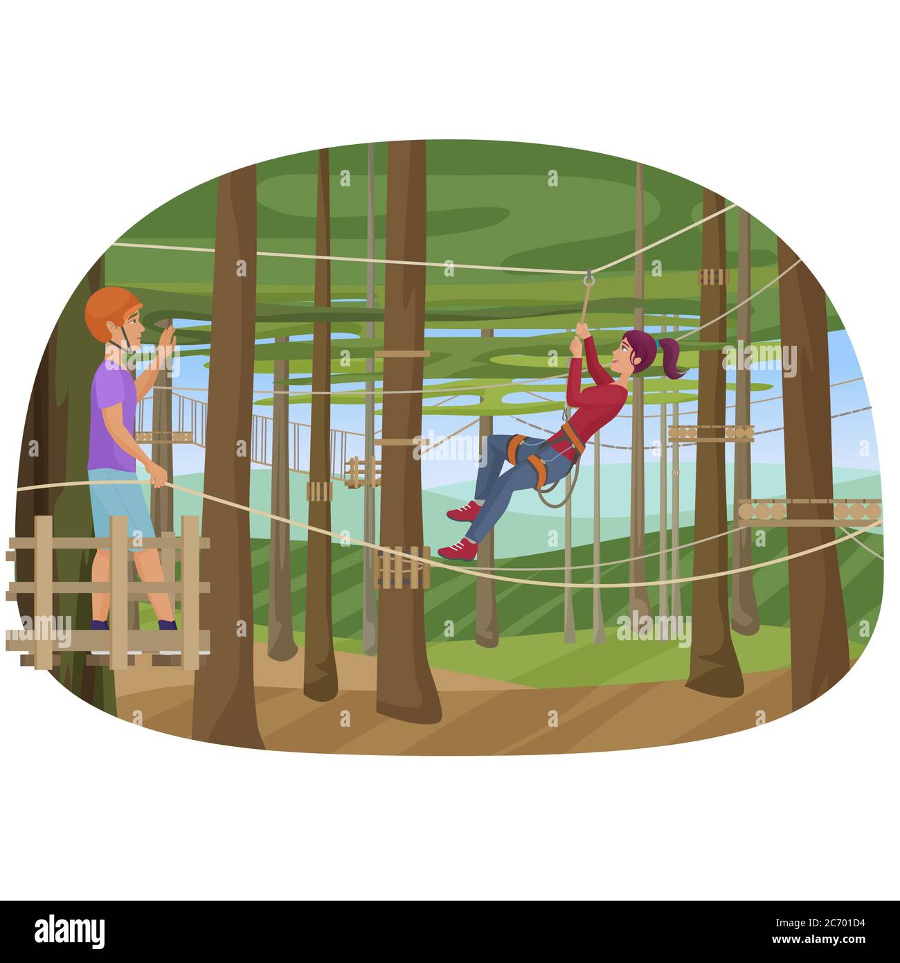 Happy active woman enjoying hiking Stock Vector Images - Alamy