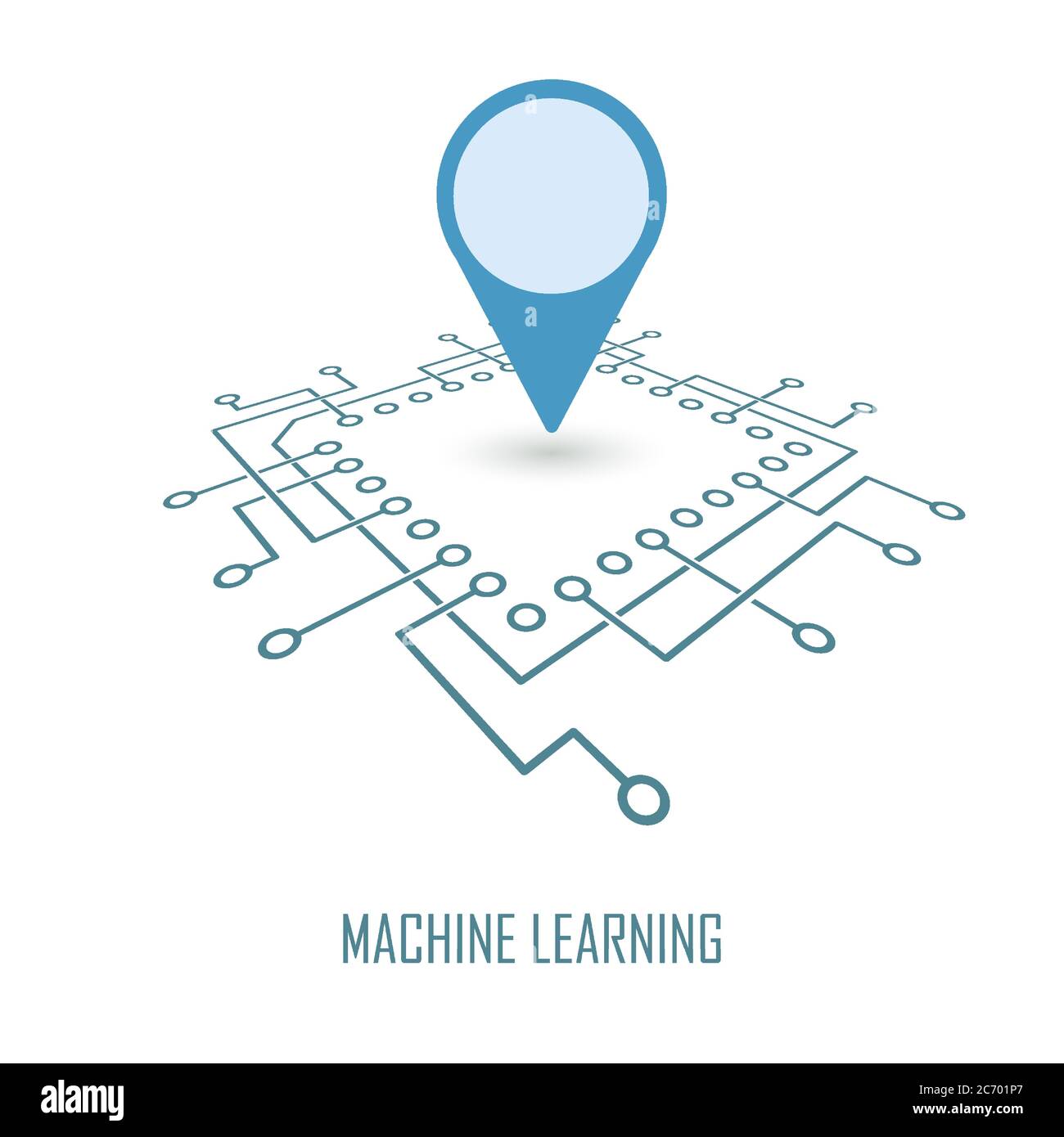 Machine learning modern technology sign. Geo location symbol. Vector ...