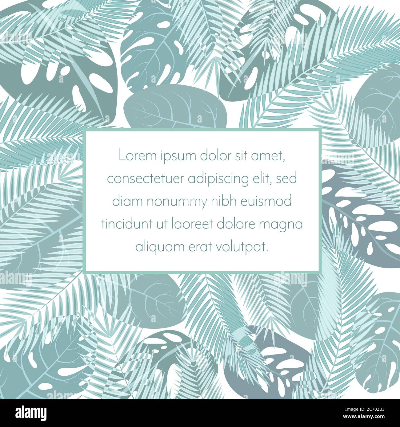 Tropic leaves background with frame for your text. Exotic banner ...