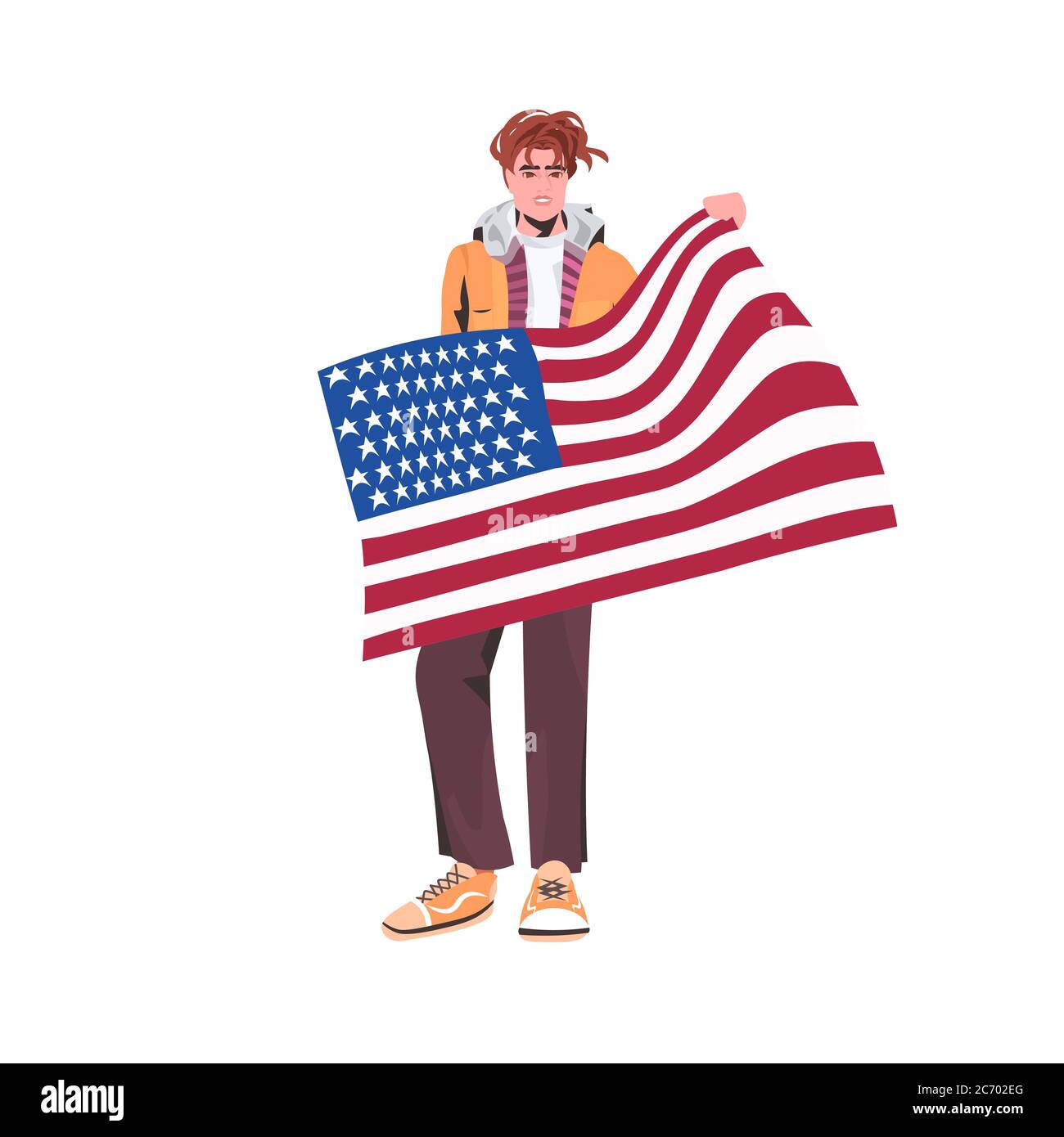 man holding usa flag 4th of july american independence day celebration ...