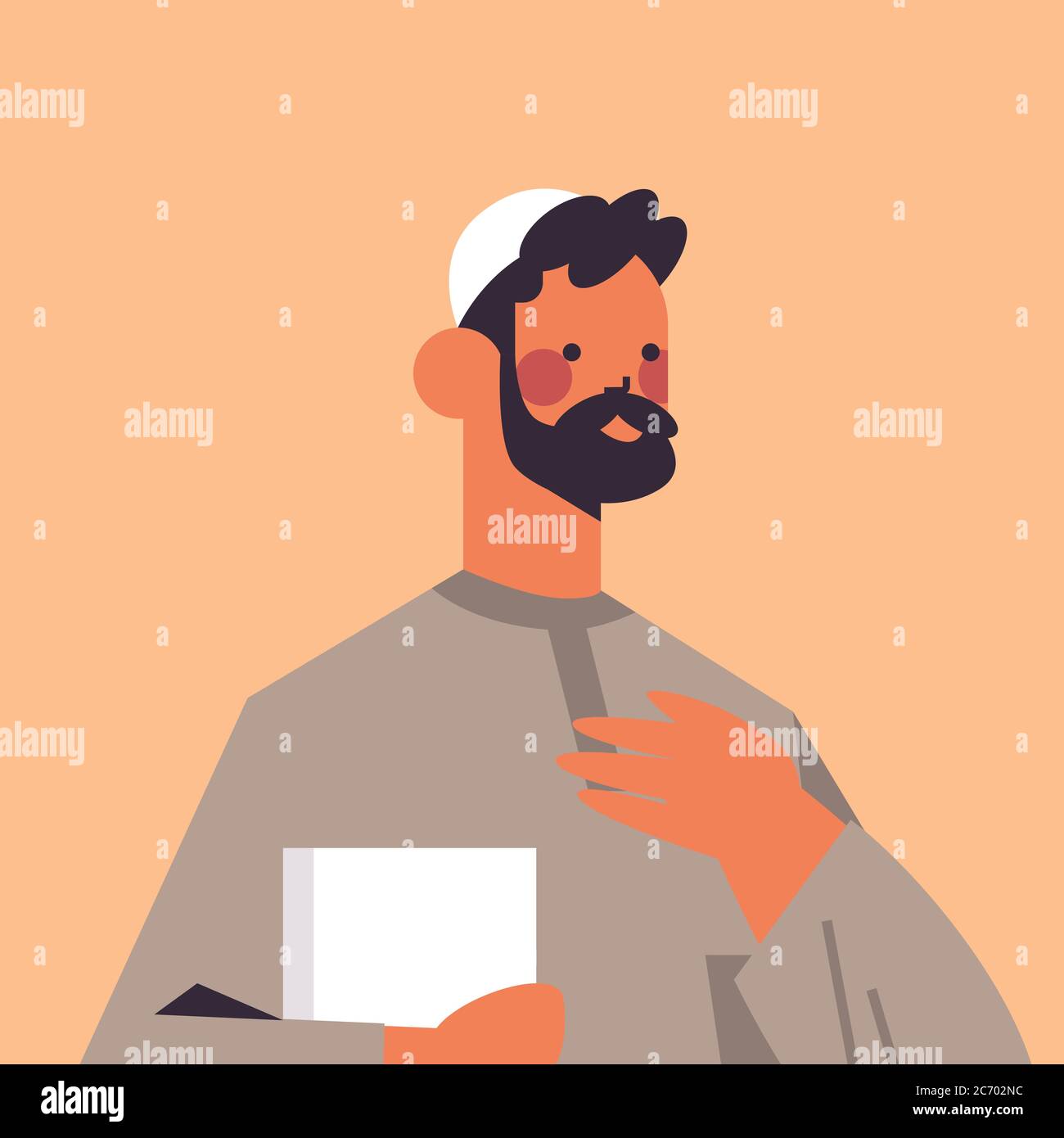 arabic man in traditional clothes arab prayer with quran male cartoon ...