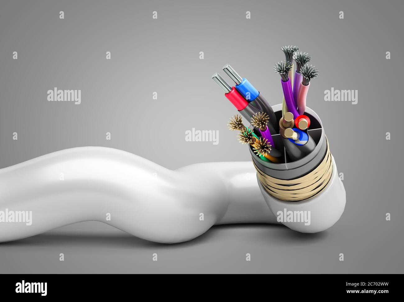 wire multicore cable 3d render on grey gradient background Stock Photo ...