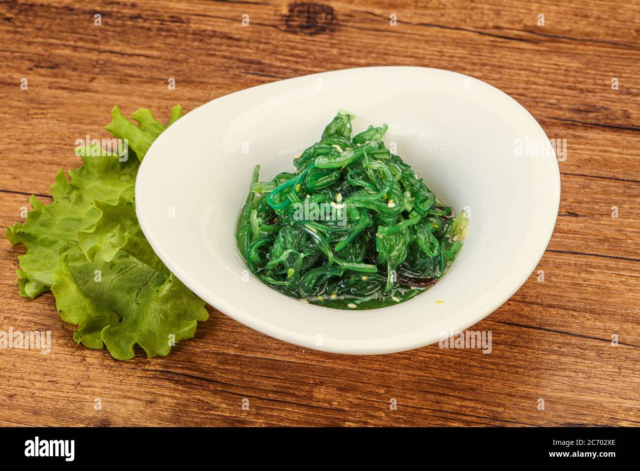 Green Chuka Seaweed Salad Isolated on White Background Top View. Wakame Sea Kelp Salat, Chukka ...
