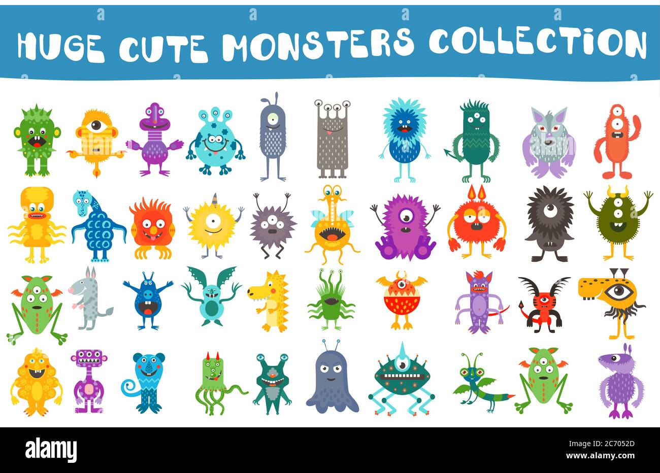 Vector cute monsters collection set illustration isolated Stock Vector ...