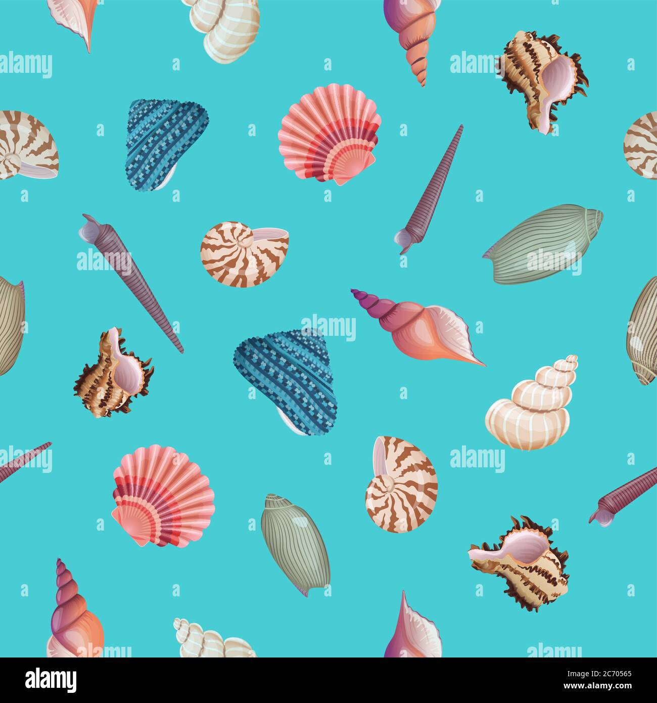 Retro vector seamless seashells pattern hi-res stock photography and ...