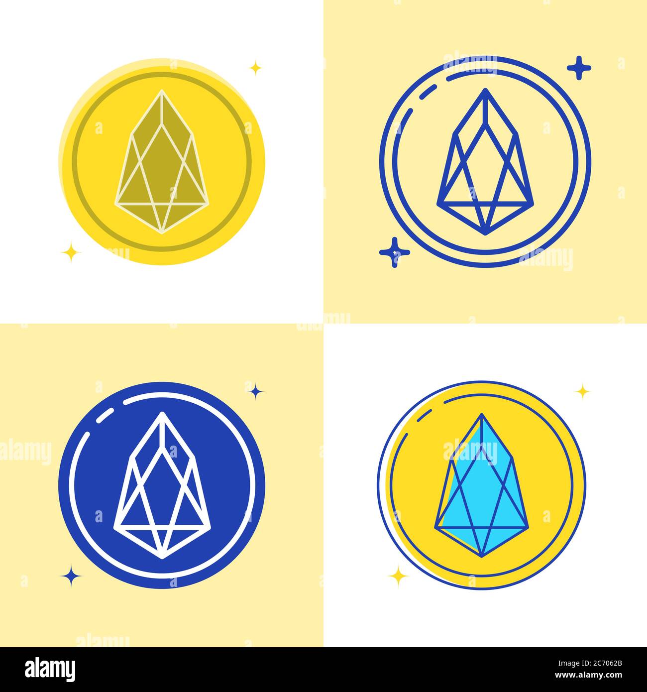 EOS altcoin icon set in flat and line style. Cryptocurrency coin symbol ...