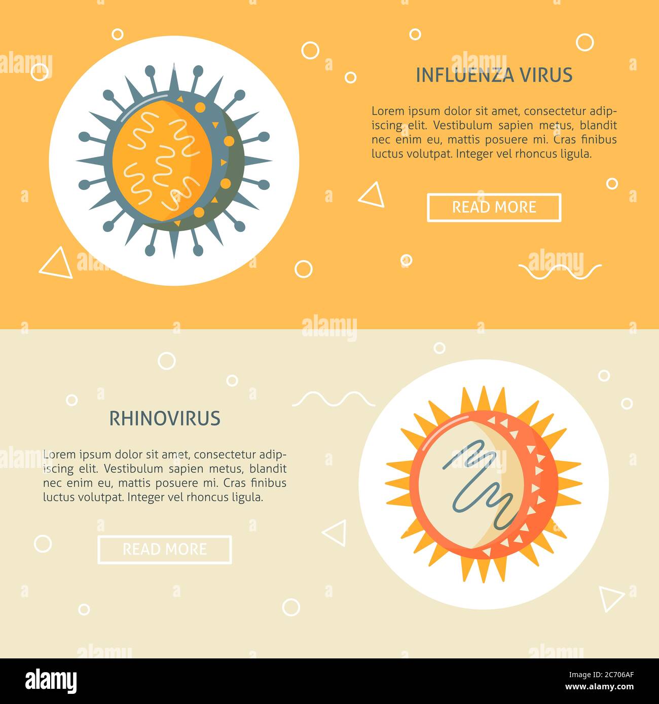 Respiratory viruses concept flyer templates in flat style with place ...