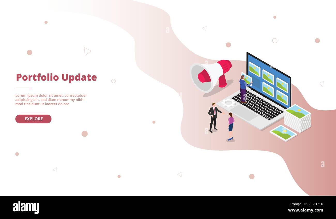 Portfolio update man change image on laptop screen campaign for web ...