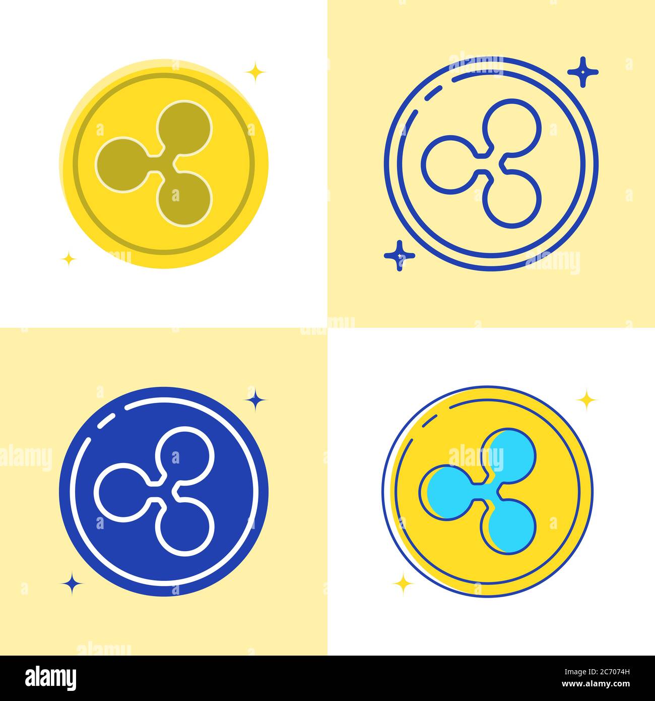 Ripple altcoin symbol icon set in flat and line style. Cryptocurrency ...