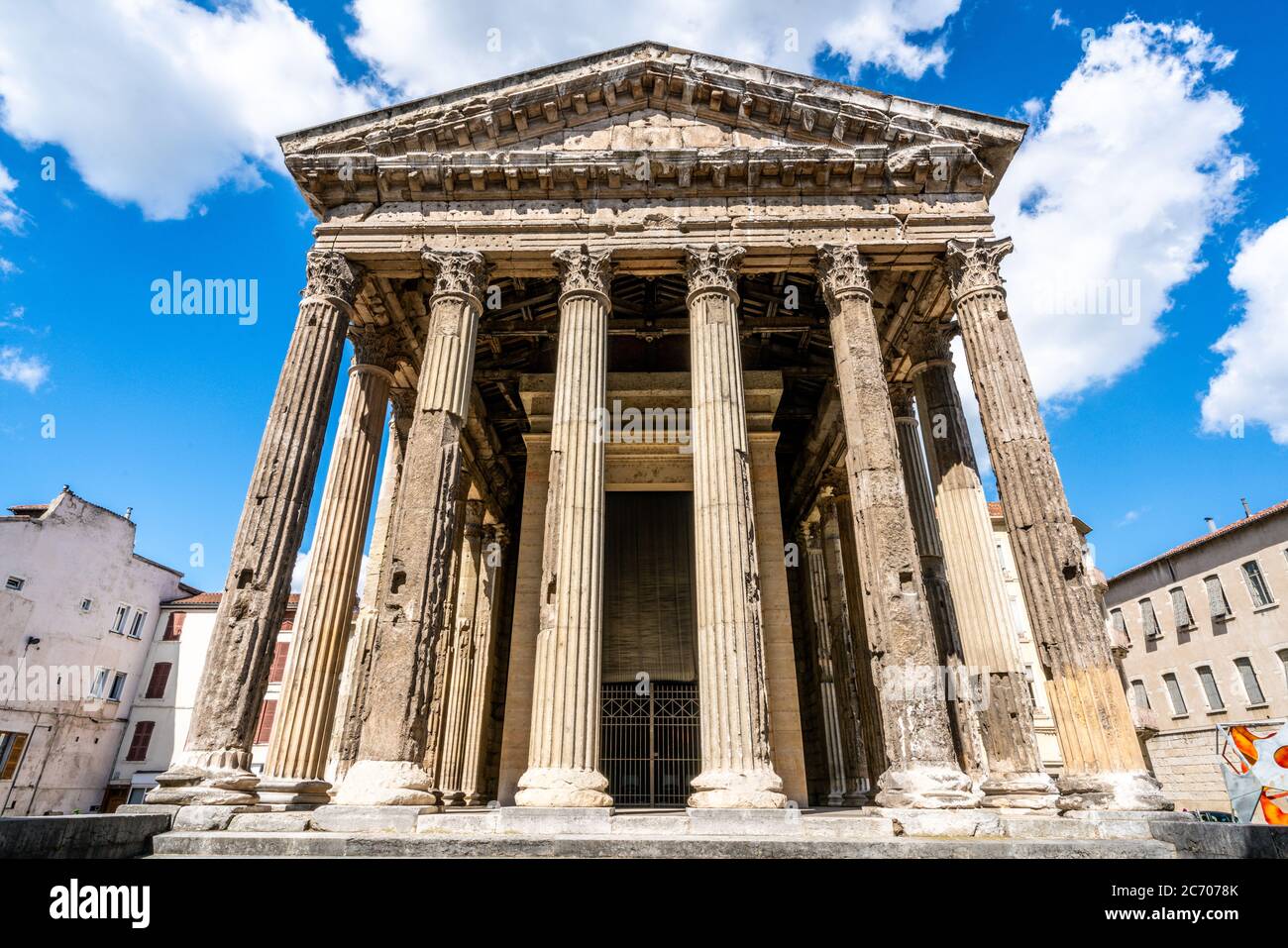 Front view of Auguste et Livie or Augustus and Livia temple an ancient ...