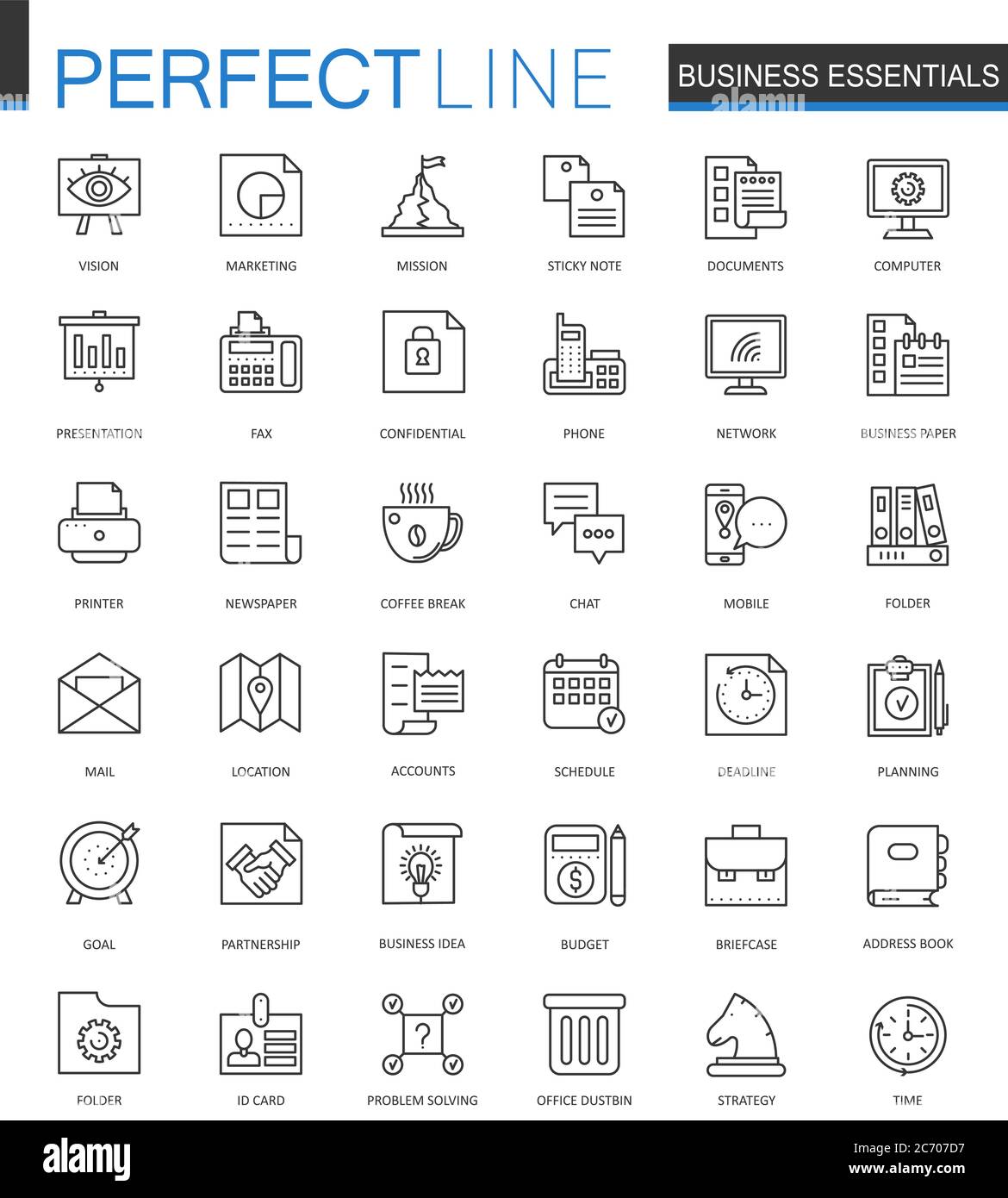 Business Essential Thin Line Web Icons Set Outline Stroke Icons Design Stock Vector Image And Art
