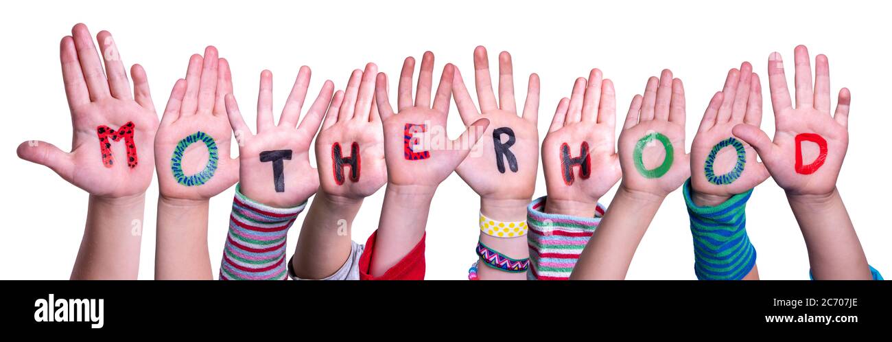 Children Hands Building Word Motherhood, Isolated Background Stock ...