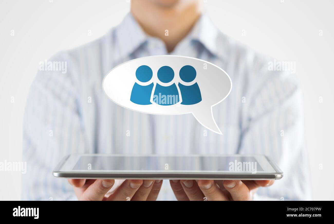 Man presenting interface application Stock Photo - Alamy