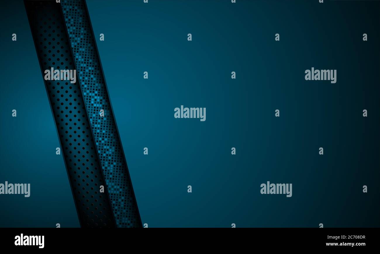 Modern dark background with solid blue lines. abstract blue metal ...