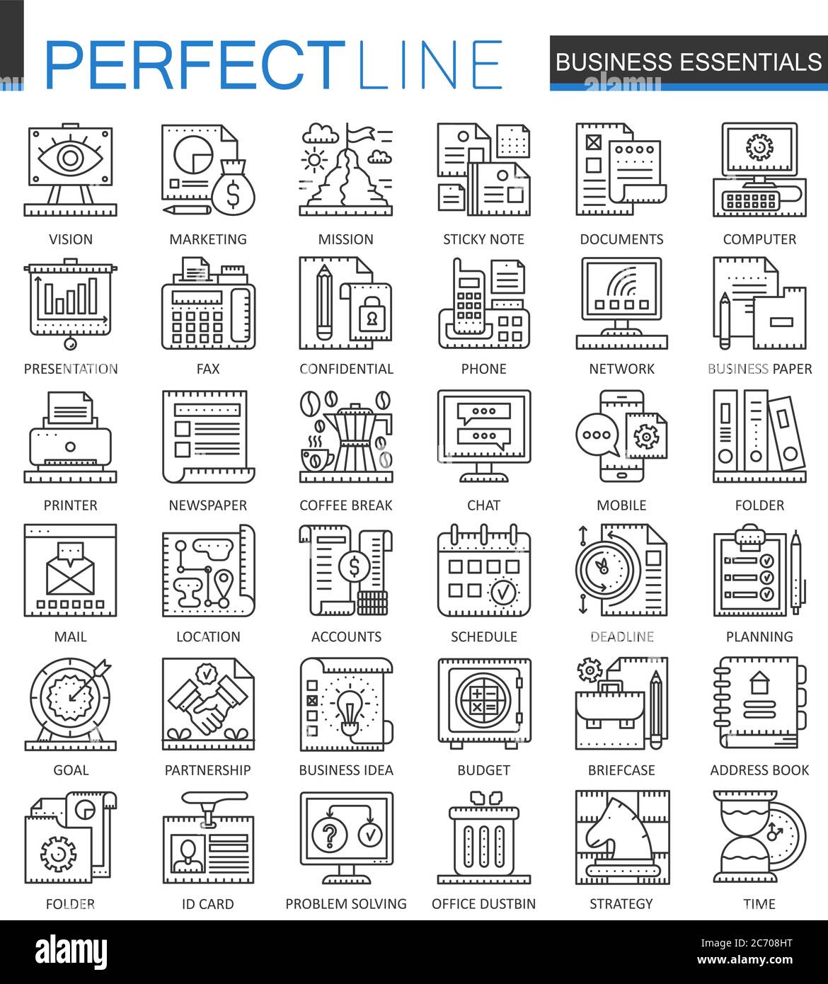 Business essential outline concept symbols. Strategy management perfect ...