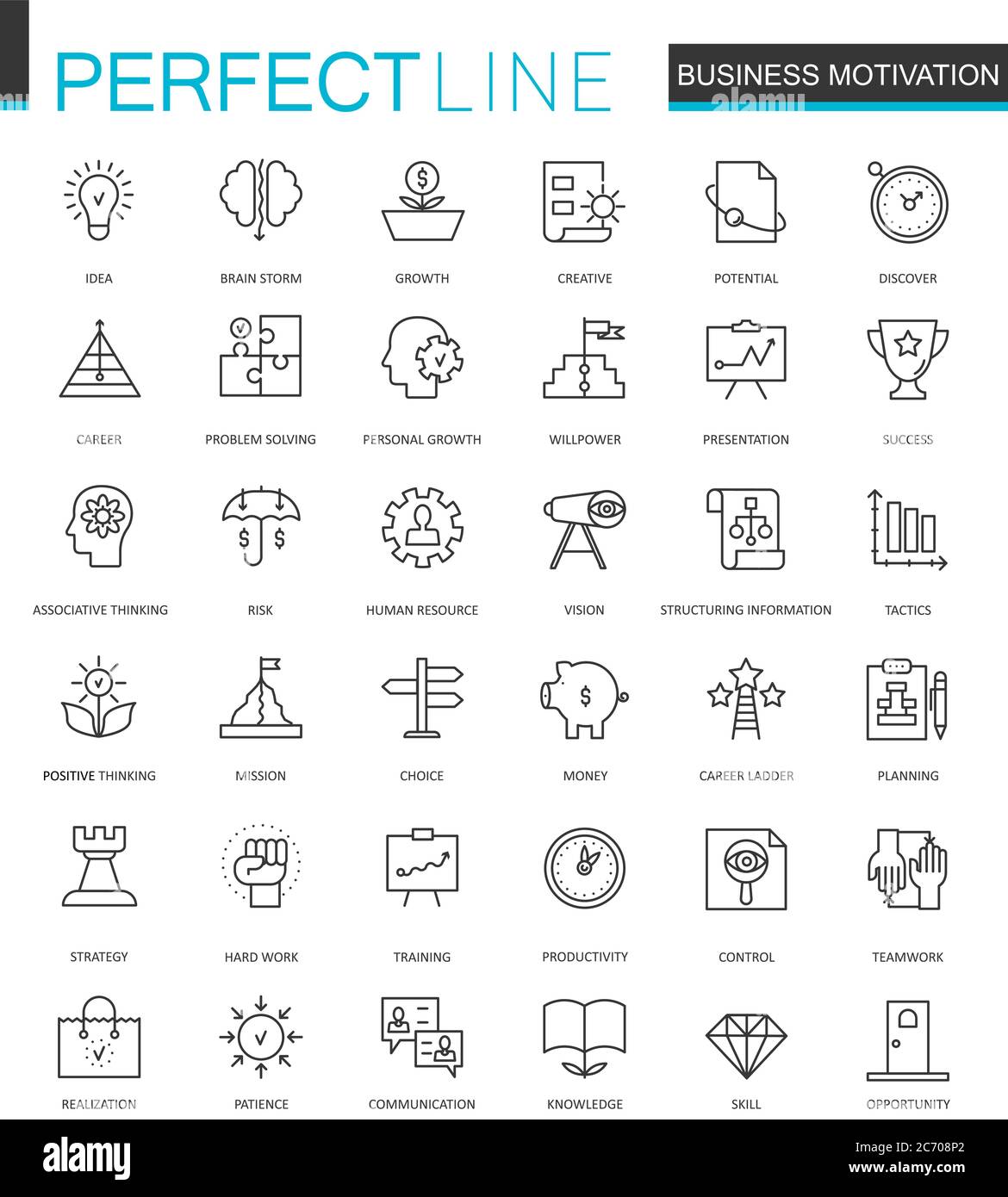 Motivation linear icons set Stock Vector Images - Alamy