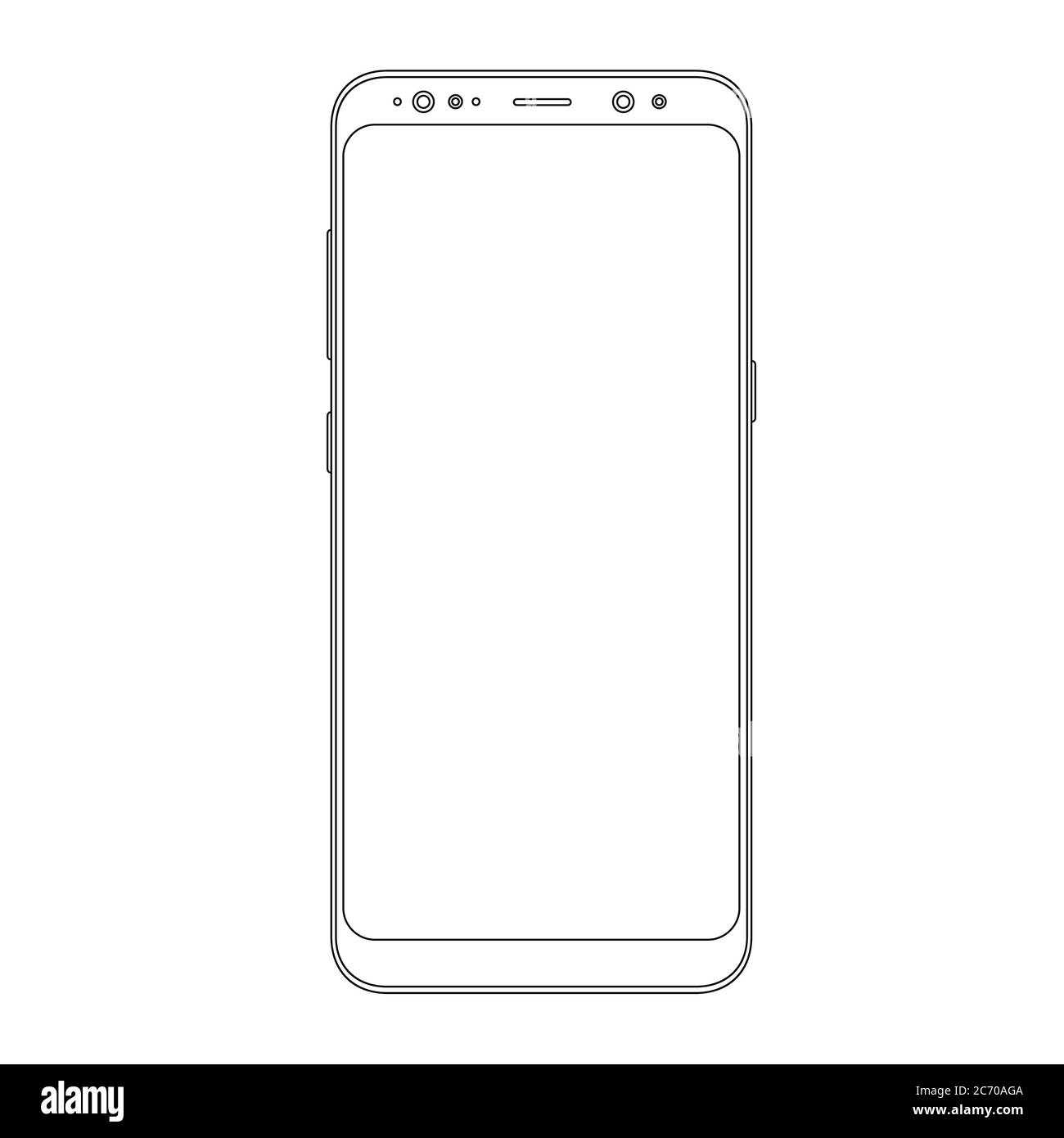 Outline drawing modern smartphone. Elegant thin line style design Stock ...