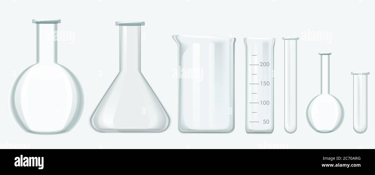 Chemical Science Equipment set. Laboratory glass equipment vector ...