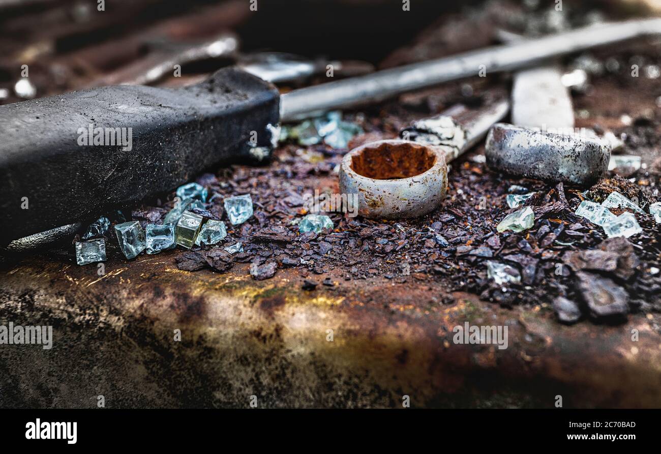 pile of rust with spanners Stock Photo - Alamy