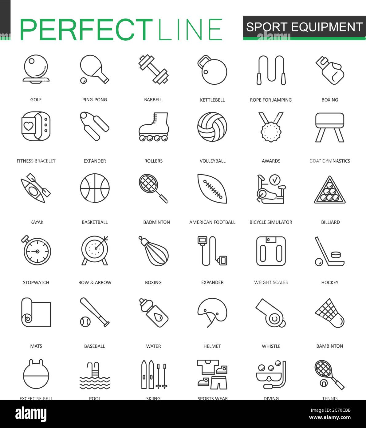 Sport Equipment Thin Line Web Icons Set Outline Stroke Icons Design Stock Vector Image And Art