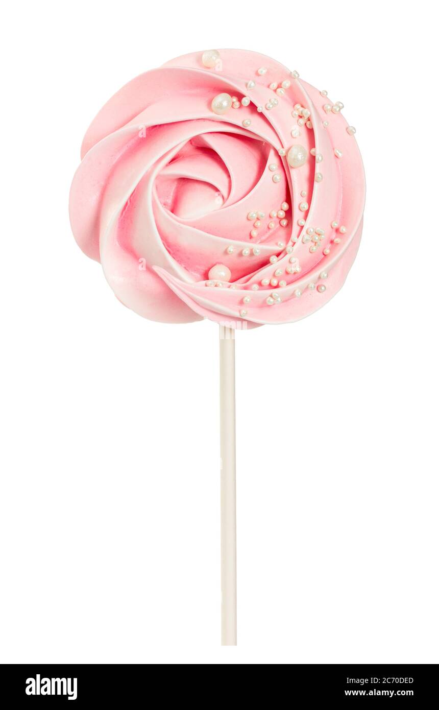 Rose shaped meringue with decorative sprinkle isolated on white ...