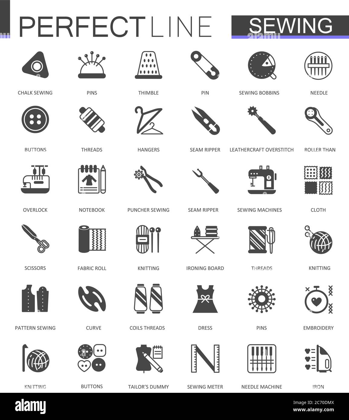 Spool black thread thimble Stock Vector Images - Alamy