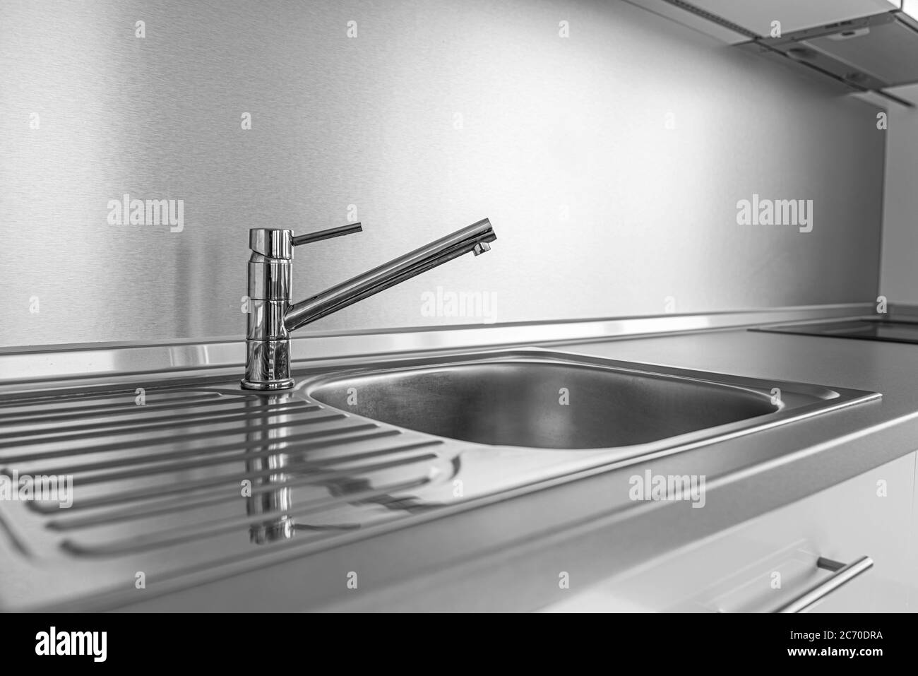 Modern white kitchen countertop Black and White Stock Photos & Images ...