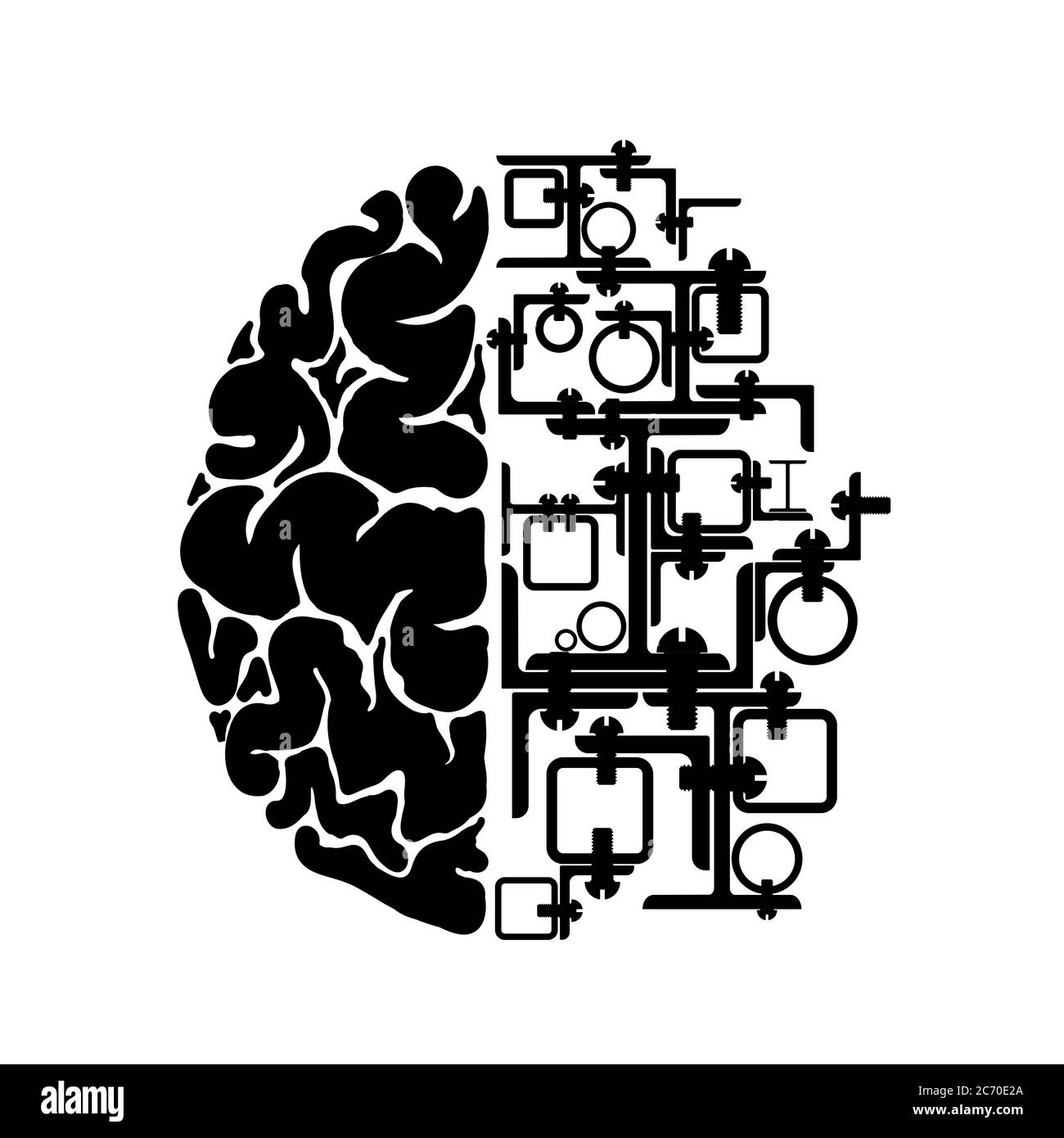 Schematic representation of the human brain. One hemisphere made of ...