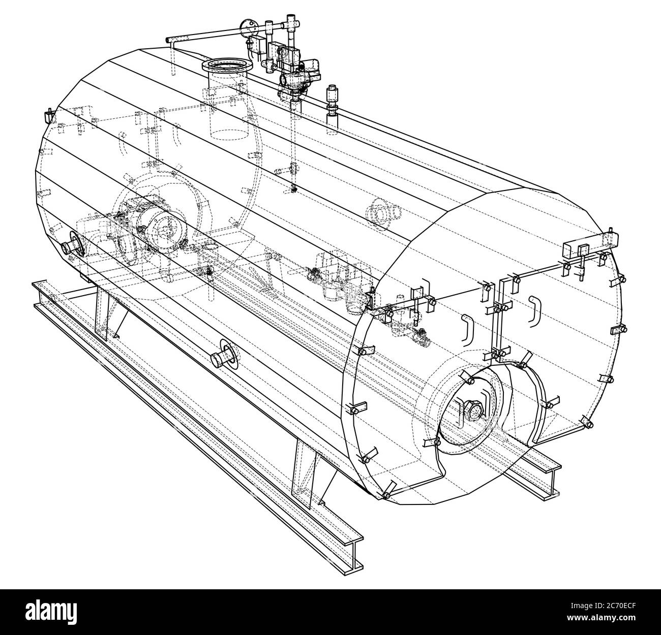 Industrial boiler outline. 3D illustration Stock Photo - Alamy