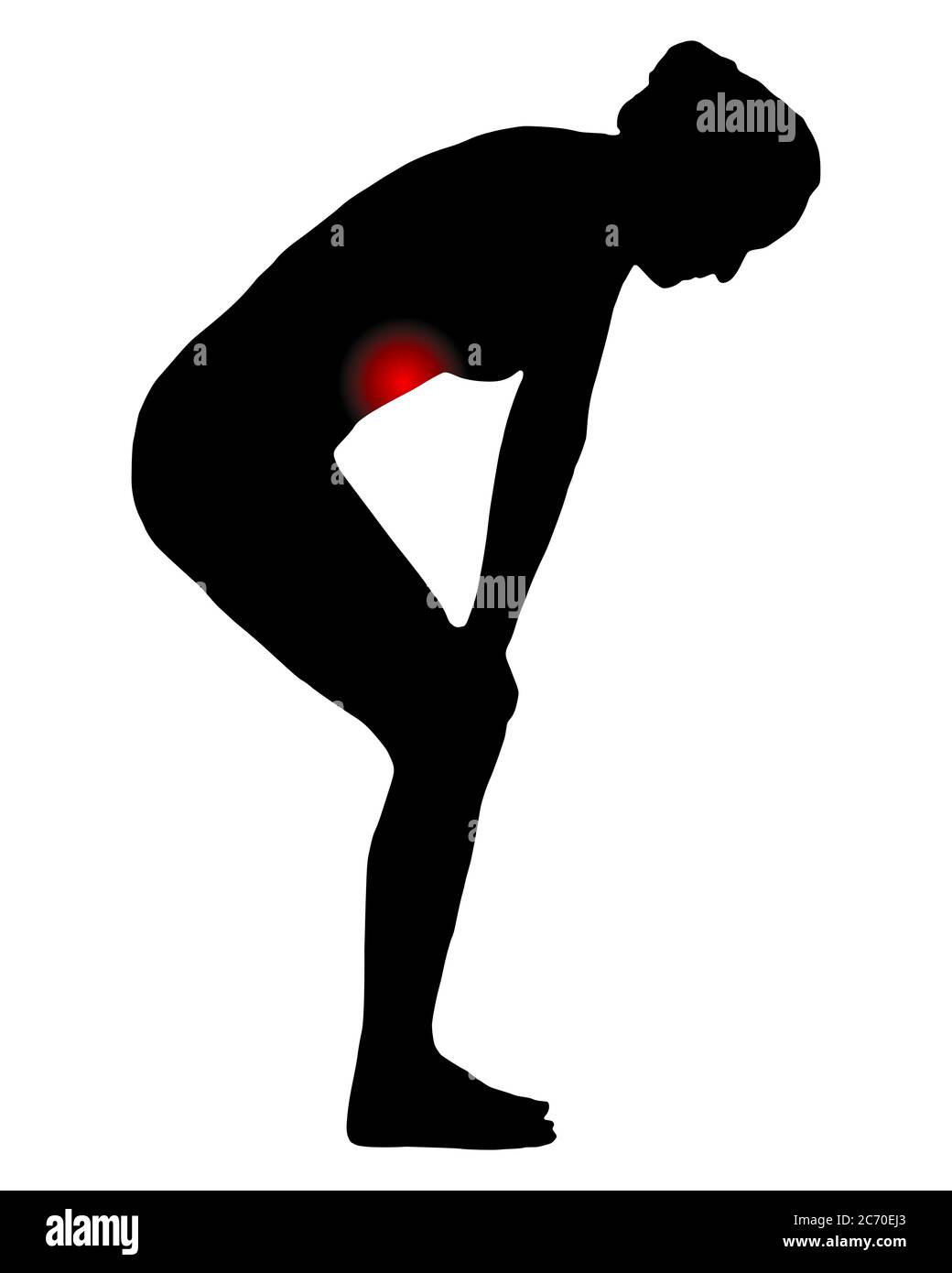 Woman bent forward feeling sick Stock Photo - Alamy