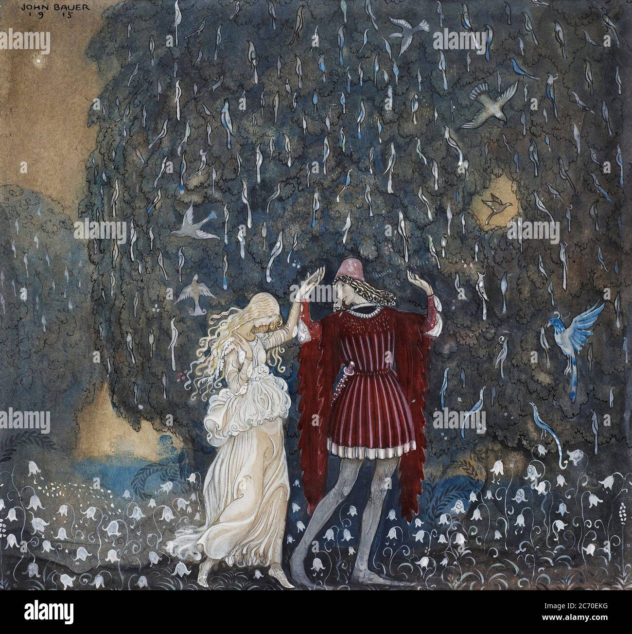 Vintage John Bauer fantasy elves and goblins illustration art Stock ...