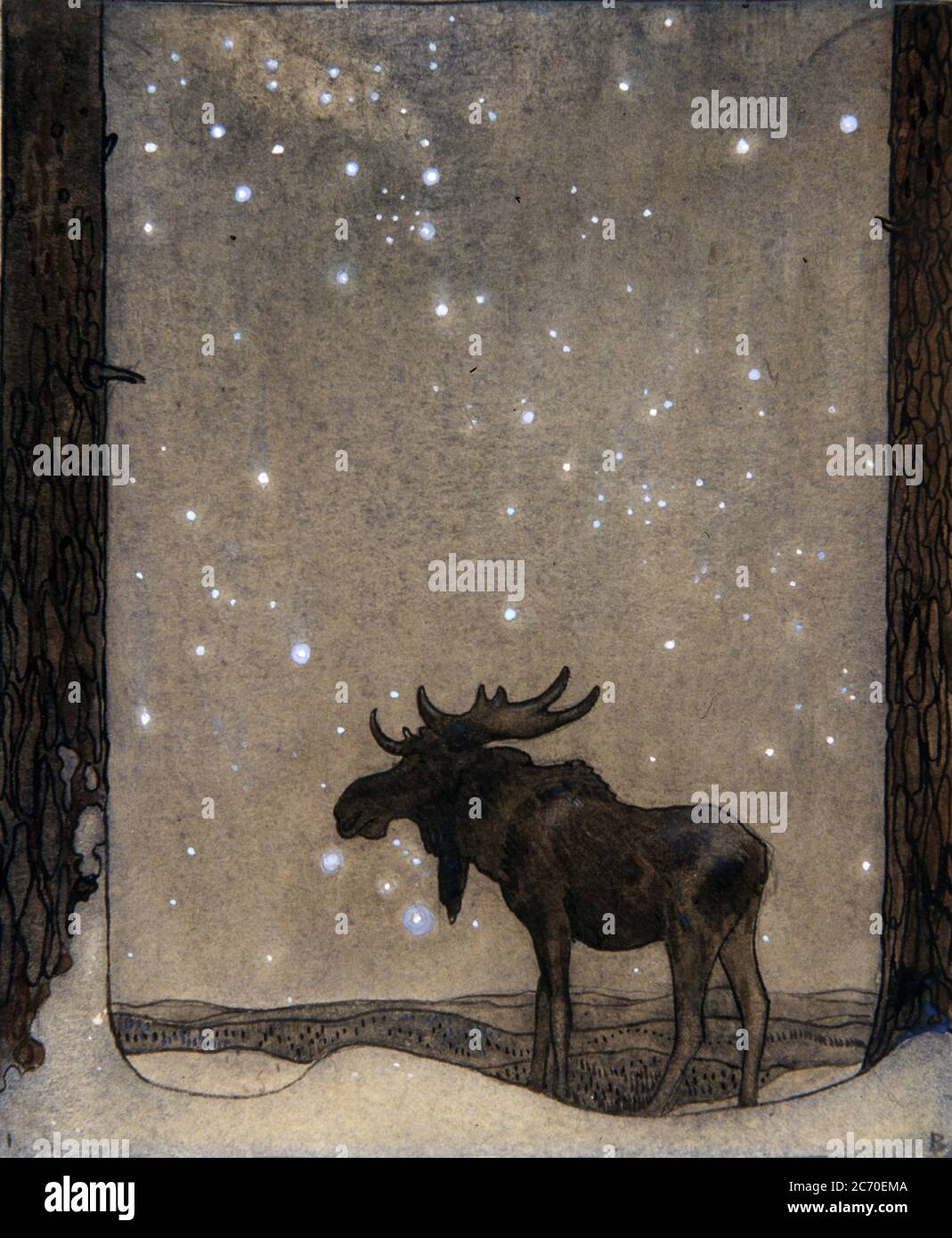 Vintage John Bauer fantasy elves and goblins illustration art Stock ...