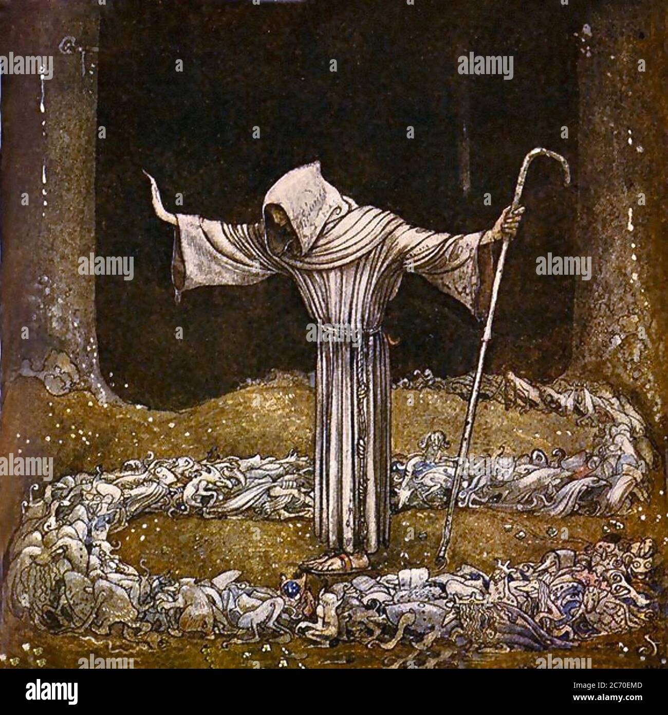 Vintage John Bauer fantasy elves and goblins illustration art Stock ...