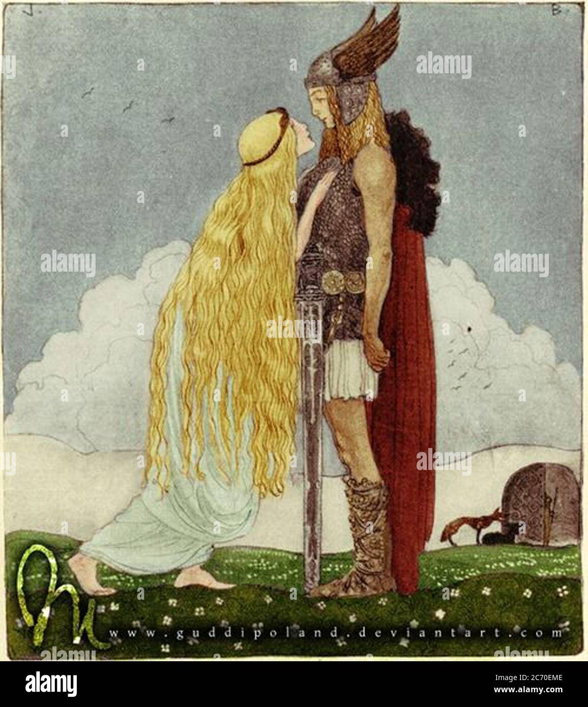 Vintage John Bauer fantasy elves and goblins illustration art Stock ...