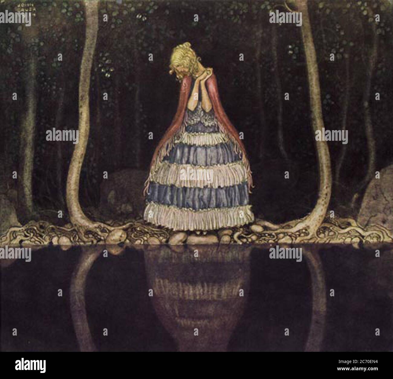 Vintage John Bauer fantasy elves and goblins illustration art Stock ...