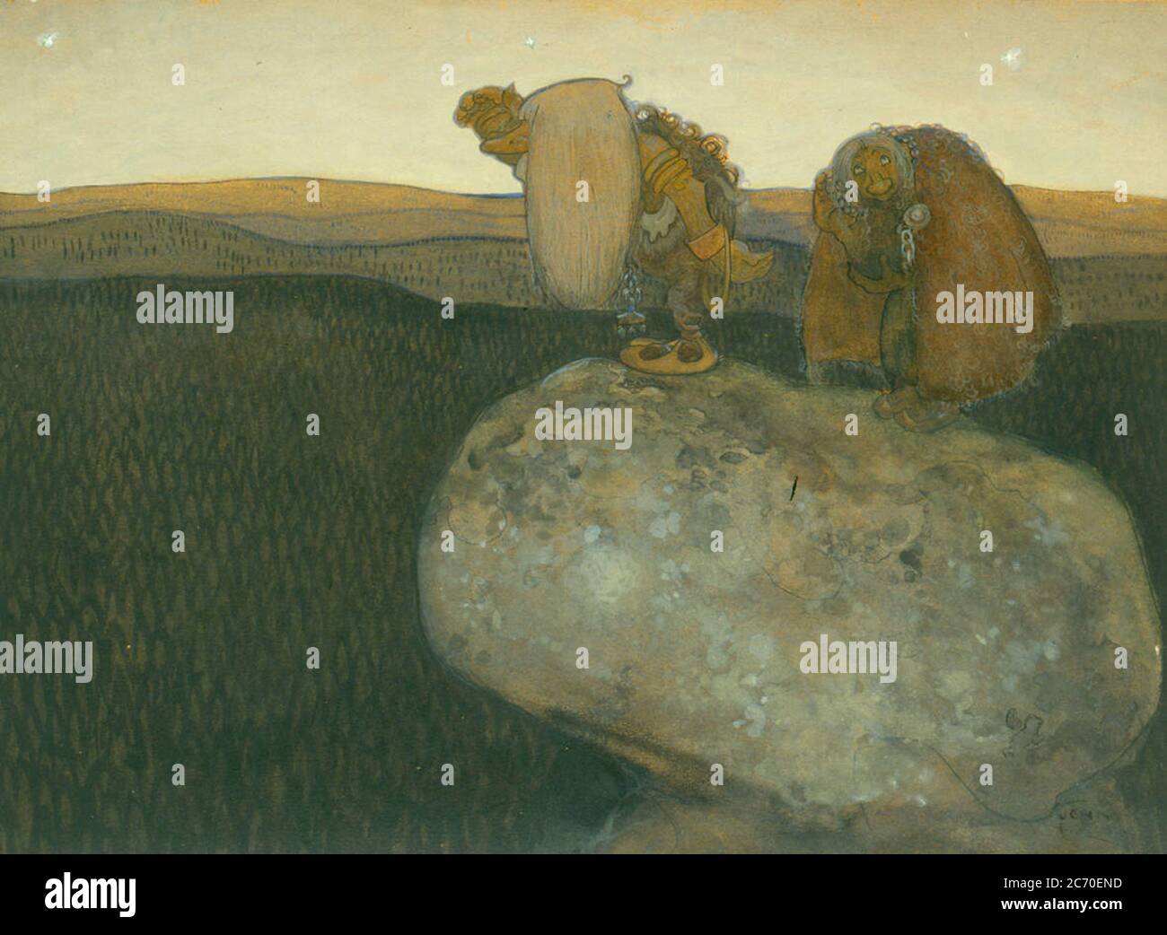 Vintage John Bauer fantasy elves and goblins illustration art Stock ...