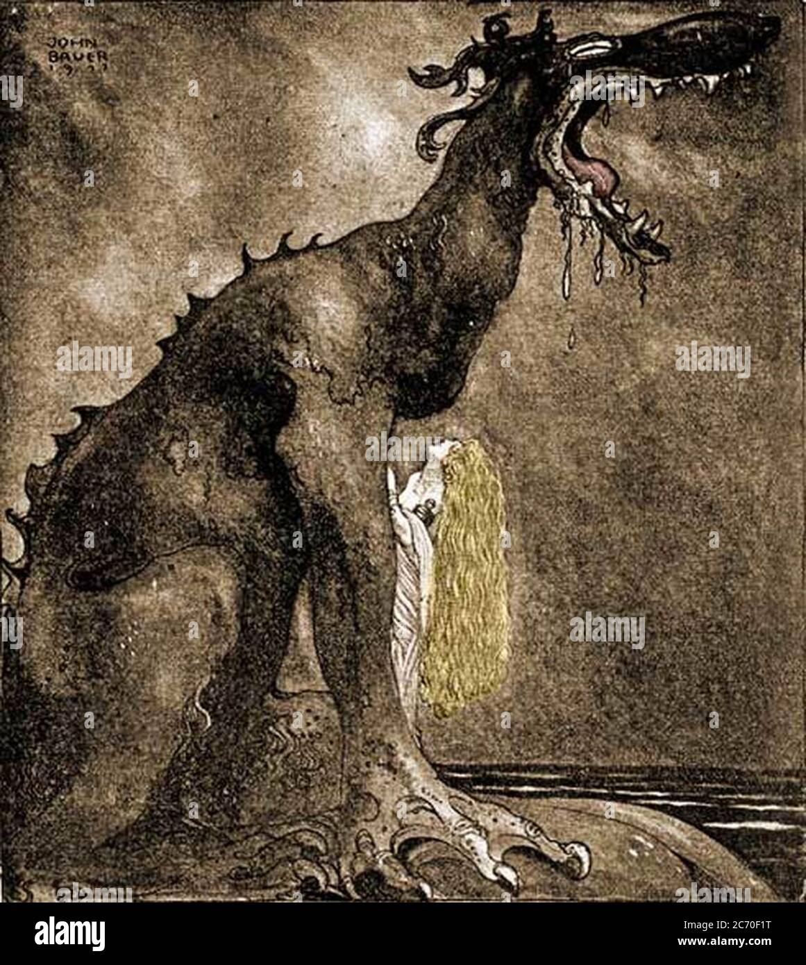 Vintage John Bauer fantasy elves and goblins illustration art Stock ...