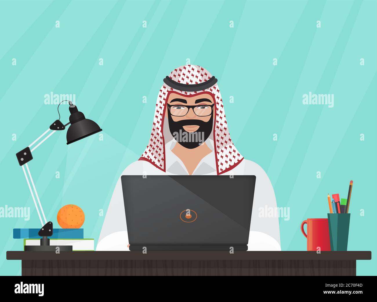 Portrait, work, muslim, office Stock Vector Images - Alamy