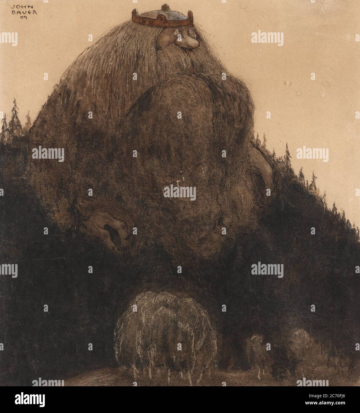 Vintage John Bauer fantasy elves and goblins illustration art Stock ...