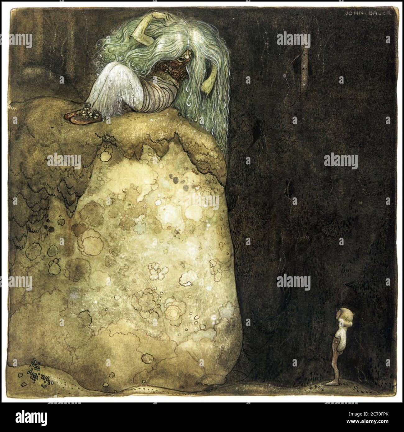 Vintage John Bauer fantasy elves and goblins illustration art Stock ...