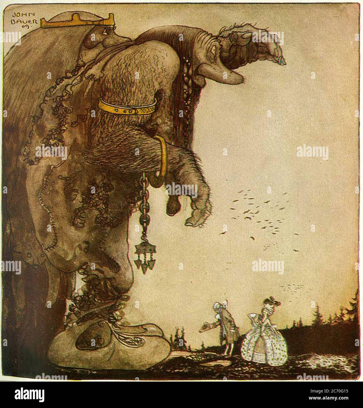 Vintage John Bauer fantasy elves and goblins illustration art Stock ...